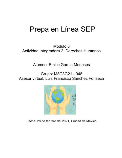 Actividad integradora 2 modulo 8 Derechos Humanos | Universidad ...