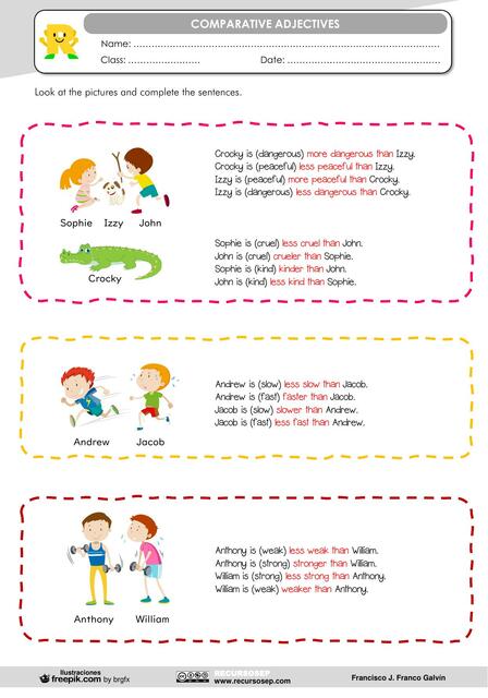 Flashcards de Comparative Adjectives | Por MJ | uDocz