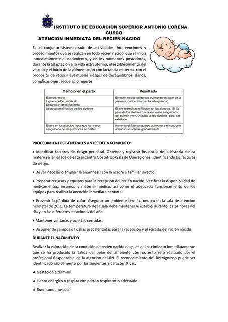 Atención Inmediata Del Recién Nacido Damsel Campana Udocz