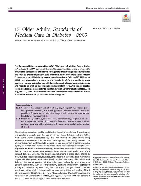 Adultos mayores / Standards of Medical Care in Diabetes | Medimania.pe ...