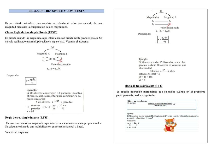 REGLA DE TRES SIMPLE Y COMPUESTA | María | uDocz