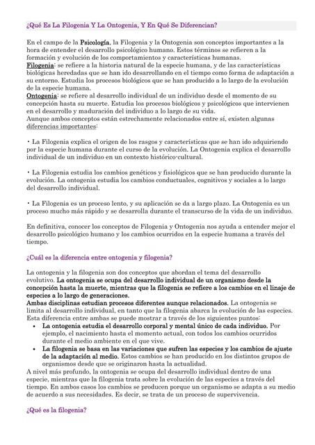 Qué Es La Filogenia Y La Ontogenia | maria laura colantonio | uDocz