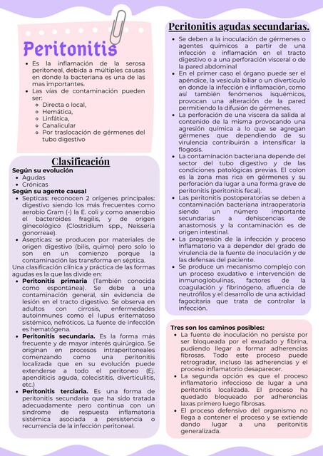 Resúmenes de Peritonitis aguda | Descarga apuntes de Peritonitis aguda