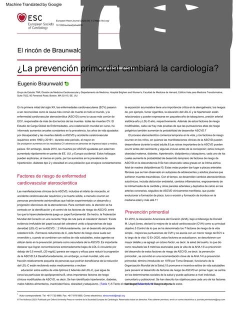 ¿La prevención primordial cambiará la cadiologia? | LUIS FERNANDO ...