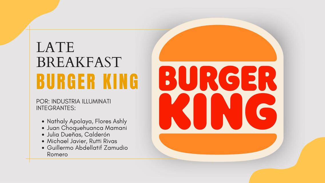 Late breakfast Burger king | Michael Rutti | uDocz