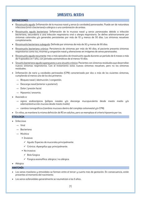 Sinusitis aguda: fisiopatología, diagnóstico, tratamiento y complicaciones. | Dra. Meow | uDocz