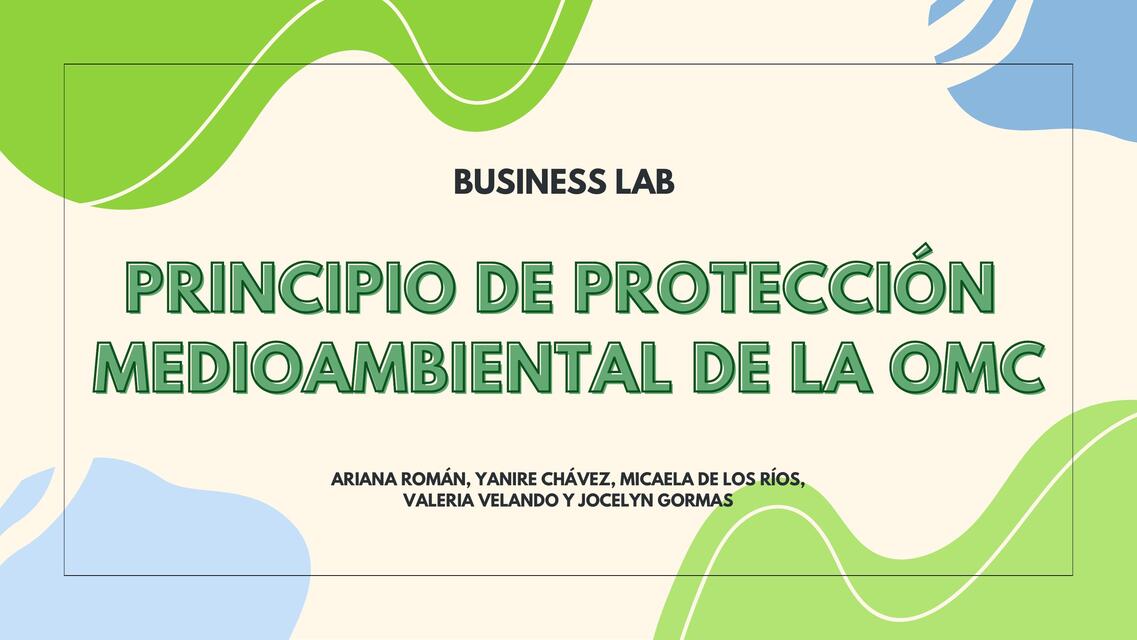 Principio de Protección Medioambiental de la OMC | Yaniré Chávez Mayma ...