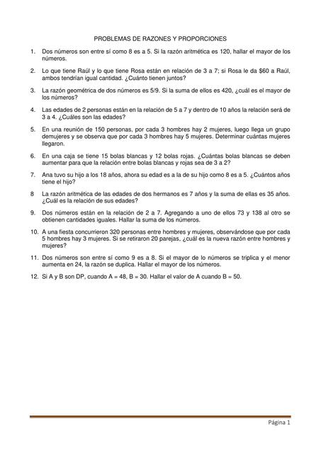 Problemas de razones y proporciones | Lynebra | uDocz