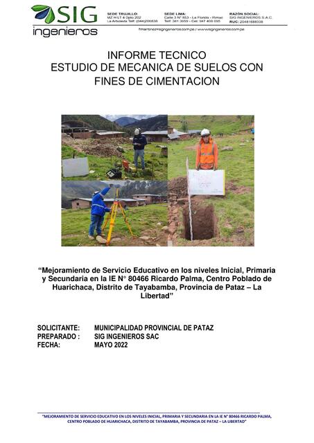 Informe técnico estudio de mecánica de suelos con fines de cimentación | Henry Sanchez | uDocz