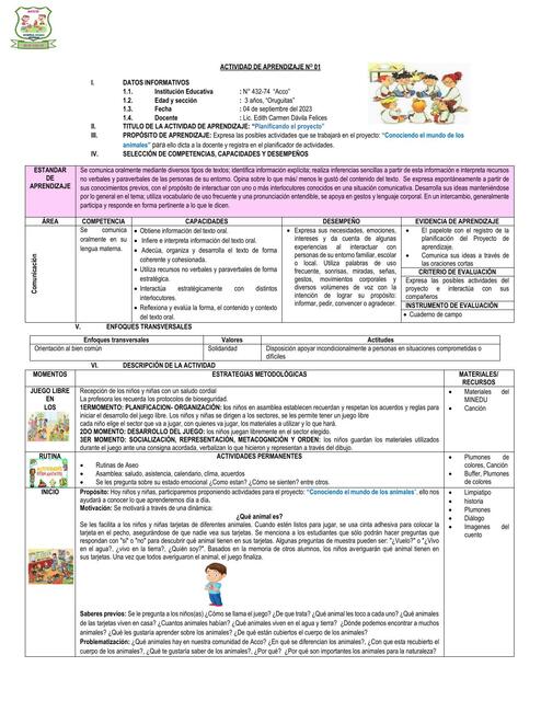 ACTIVIDAD DE APRENDIZAJE Del 2 al 06 de octubre | Leonardo | uDocz