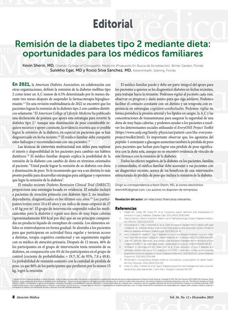 Remisión de la diabetes tipo 2 mediante dieta | Juan Manuel | uDocz