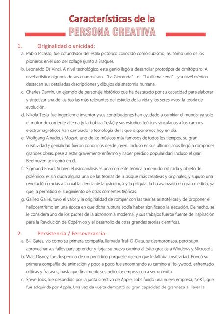 Características de la persona creativa | EMILY XIOMARA ORDOÑEZ MARRUFO ...