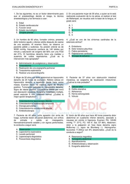 EVALUACIÓN DIAGNÓSTICA N°1 100 preguntas | Ale_medstudent | uDocz