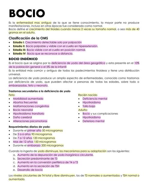 Enfermedad Bocio | Estudiante enfermeria | uDocz