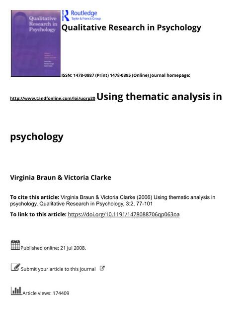 Braun Clarke Using thematic analysis in psychology | Micaela | uDocz