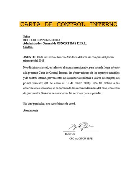 Carta de control interno modelo | Ramos Castrejón | uDocz