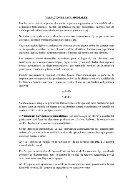 Variaciones Patrimoniales y Ejemplos | Contabilidad e impuestos | uDocz