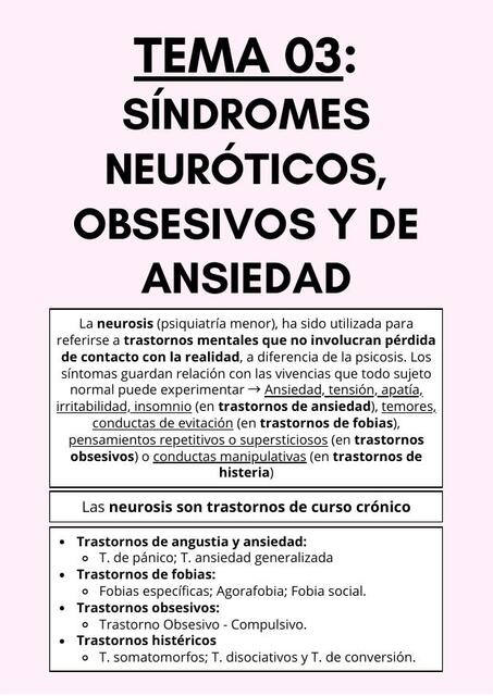 Flashcards de Síndromes neuróticos, obsesivos y de ansiedad | Por ...