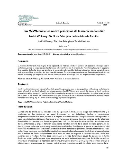 Ian McWhinney: Los Nueve Principios de la Medicina Familiar | ArySac ...