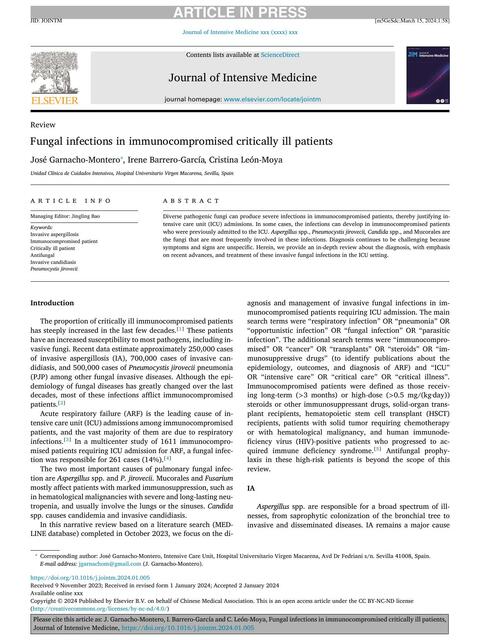 Fungal infections in immunocompromised critically ill patients | David ...
