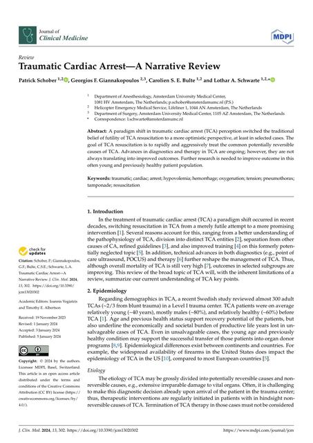 Traumatic Cardiac Arrest—A Narrative Review | David González | uDocz