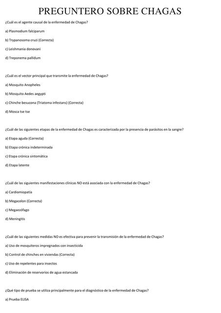 Preguntero sobre chagas | Celeste Codutti | uDocz