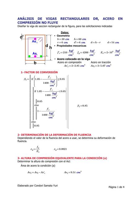 ANÁLISIS DE VIGAS RECTANGULARES DOBLEMENTE REFORZADAS ACERO EN ...