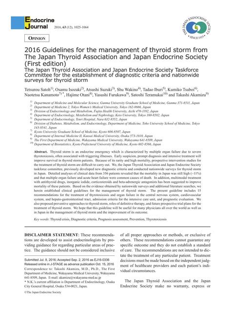 Guidelines for the Management of Thyroid Storm | JHOSSELYN MILITZA PANDURO TUPIA | uDocz