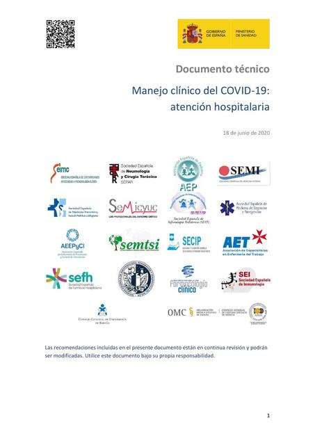 Protocolo en el manejo intrahospitalario del COVI 19 | Laura Mejia | uDocz