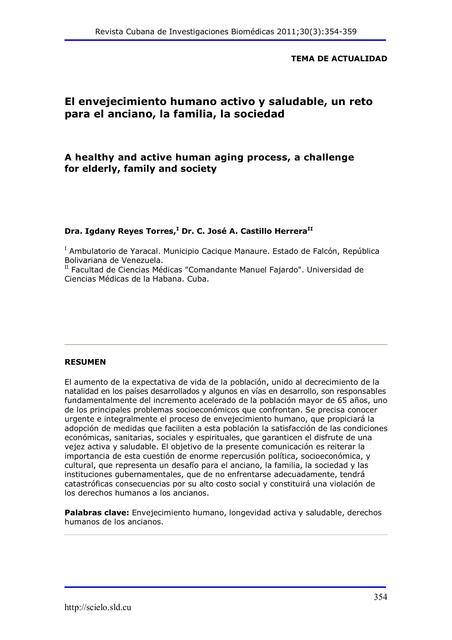 El envejecimiento humano activo y saludable, un reto para el anciano ...