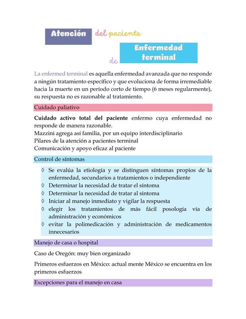 Atención al paciente en etapa terminal | Montserrat Hernández | uDocz