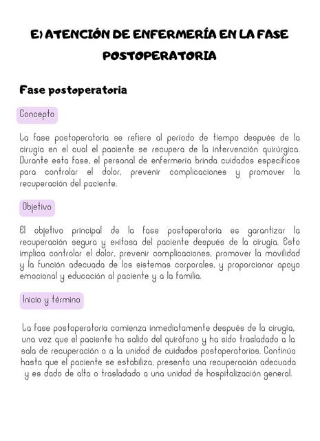 El Atención de Enfermería en la Fase Postoperatoria | Dany Montes | uDocz