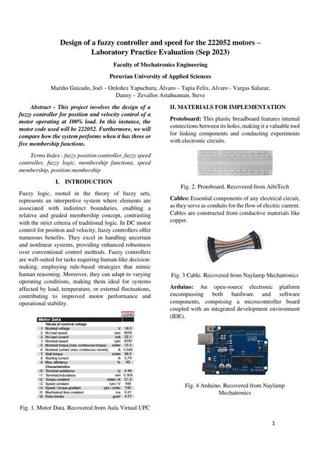 Design of a fuzzy controller and speed for the 222052 motors ...