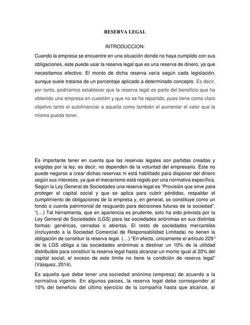 DEFINICIÓN DE RESERVA LEGAL | uDocz