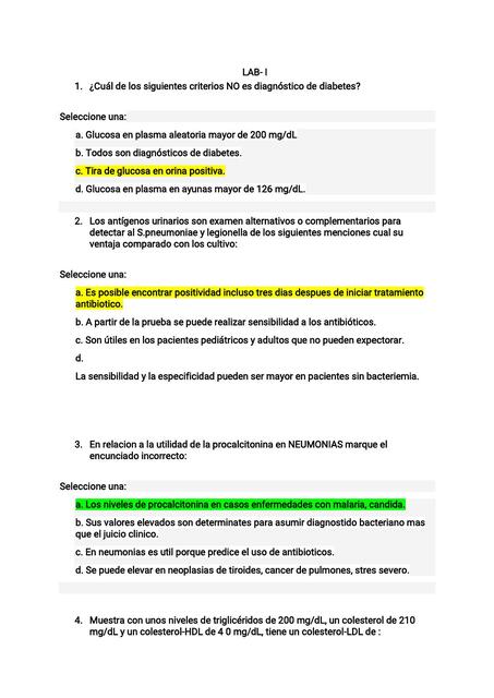 Examen laboratorio | Futuro Doctor | uDocz