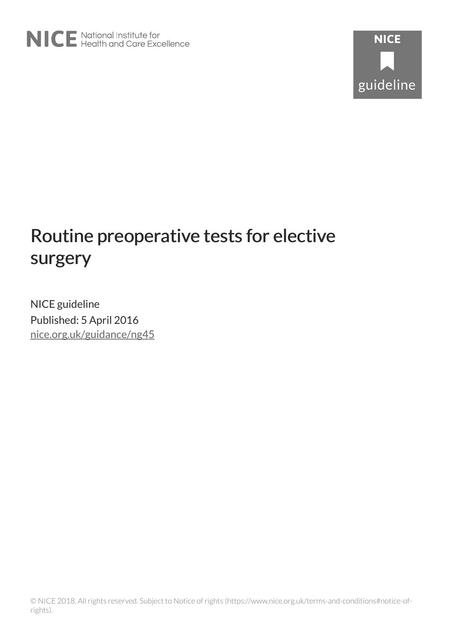 Routine preoperative tests for elective surgery pd | Hazzell Benavidez ...