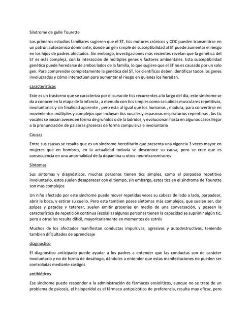 Síndrome de gulle Tourette | PUDIN | uDocz