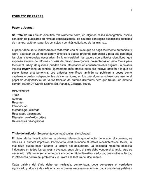 Flashcards de Formato de Papers | Por hugo arturo rincon vidal | uDocz