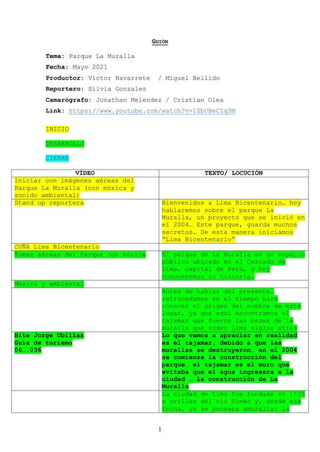 Modelo Guión Documental | Andrea | uDocz