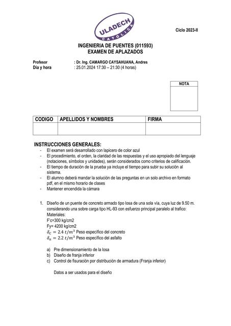 Examen de aplazados | Brayan Lenin Cupén García | uDocz