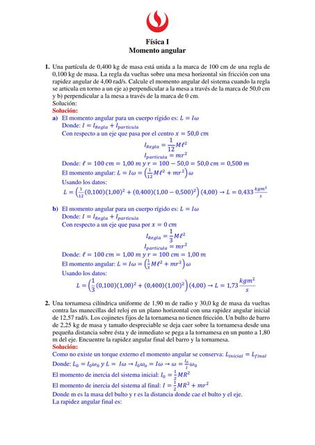 Ejercicios adicionales momento angular SOL | Nestor Arturo | uDocz