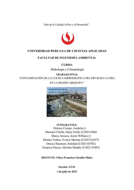 Contaminación de la cuenca hidrográfica del río Quilca - Chile en la ...