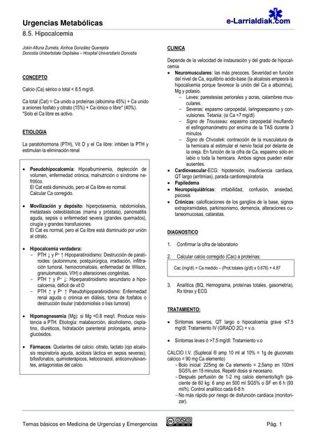Hipocalcemia ( Diagnostico, Manejo, Complicaciones, Tratamiento) FACIL ...