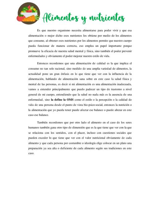 Alimentos y nutrición | Marielys Valladare | uDocz