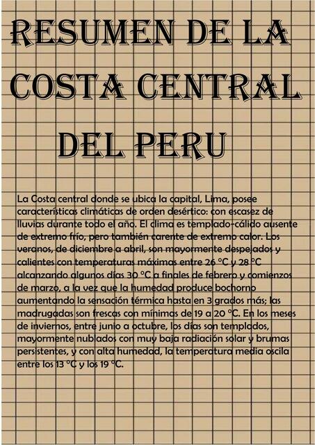 Resumen de la costa central del Peru | Diana | uDocz