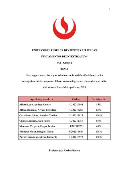 Liderazgo Transaccional Romina Yuriko Udocz