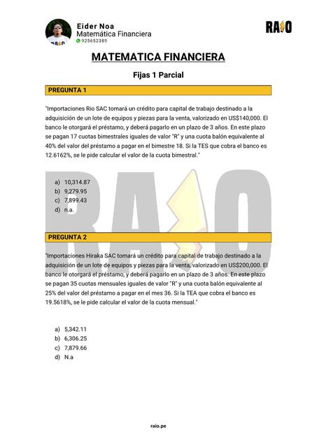 Parcial Matemática Financiera Romina Yuriko Udocz