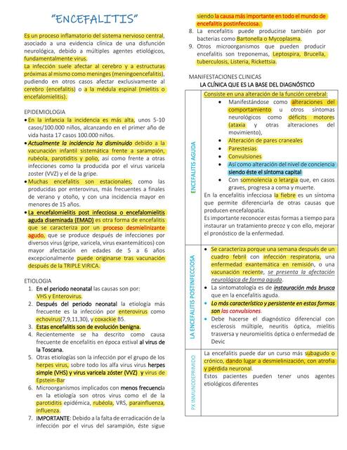 Resumen de encefalitis | Edwin A. Montoya | uDocz