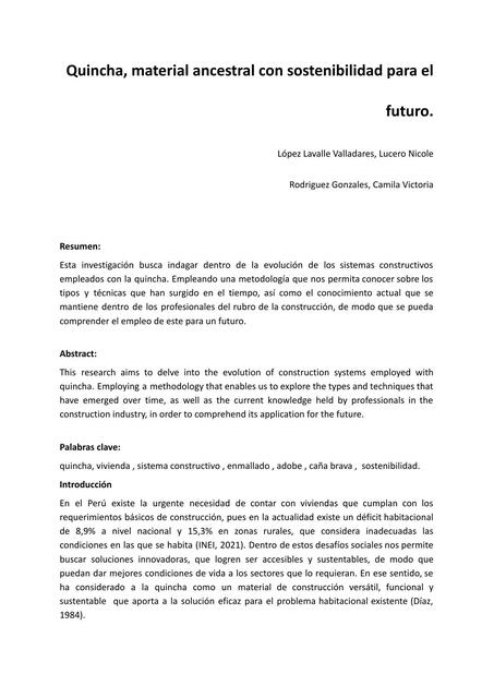 Quincha, Material Ancestral con Sostenibilidad para el Futuro | Camila ...