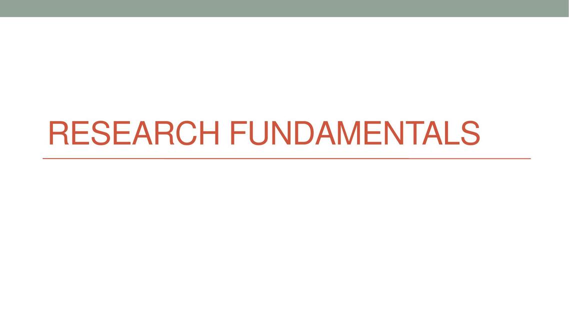 Research Fundamentals | uDocz